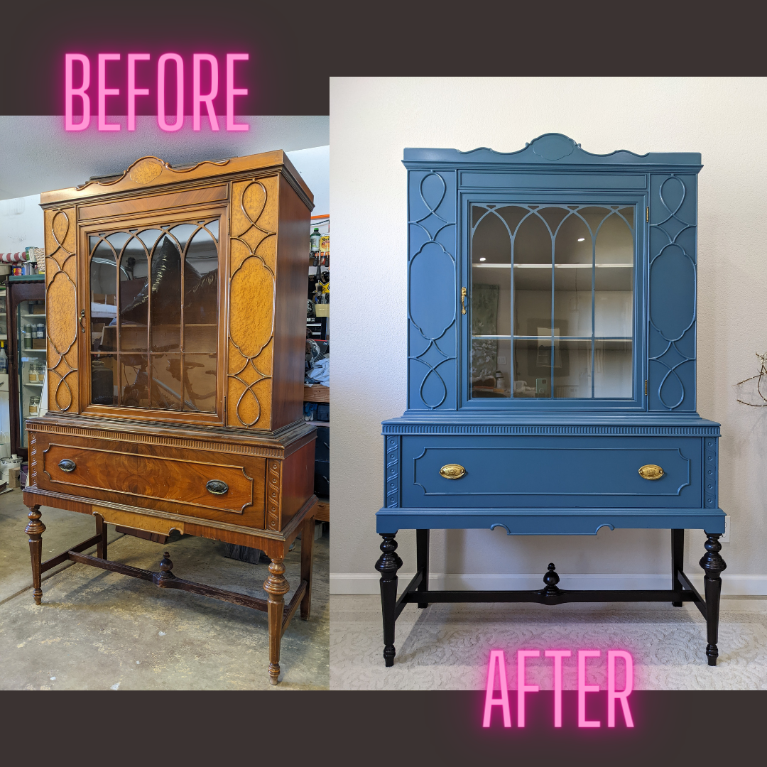 Antique Hutch Painted in Seaside – Simply Chic Furniture